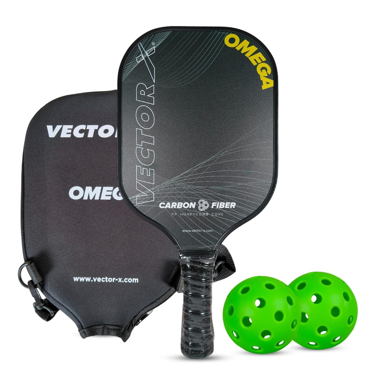 Vector X Omega Pickle Ball Bat Racket Set PP Honeycomb Core Paddle wit ...