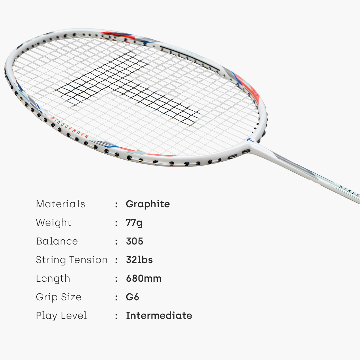 WINDBENDER WHITE Badminton Racquets Tanso | Kibi Sports – KIBI SPORTS