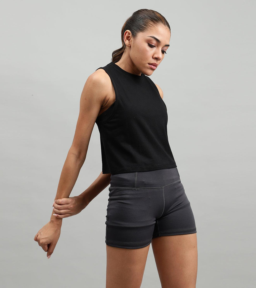 Women'S Crop Muscle Tank Top Black Wod Armour | Kibi Sports – KIBI SPORTS